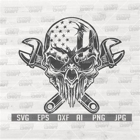 US Mechanic Skull Svg US Mechanic Svg Skull Svg Mechanic Dad Svg
