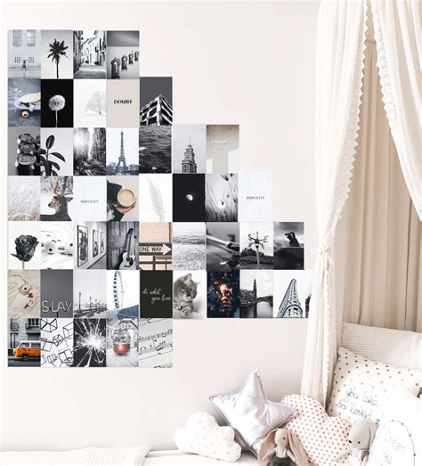 KOSKIMER Black White Wall Collage Kit Aesthetic Pictures 50 Set 4x6