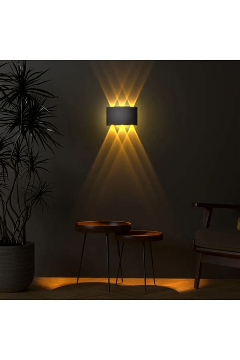 çift yönlü 3lü duvar aplik dekoratif diş mekan amber led aydinlatma