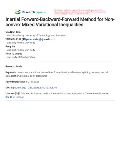 pdf inertial forward backward forward method for non convex mixed variational inequalities