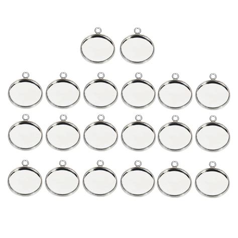 20 Pc 12mm De Prata Redonda Pingente Em Branco Cabochão Base Bandejas