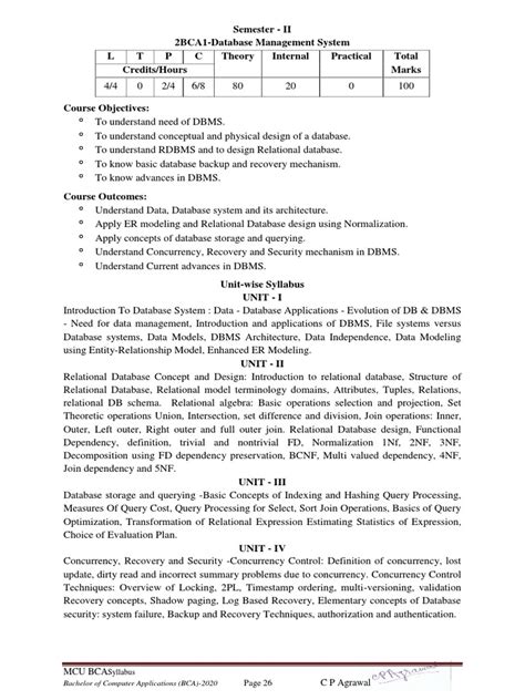 bca sem ii syllabus pdf computer network relational database