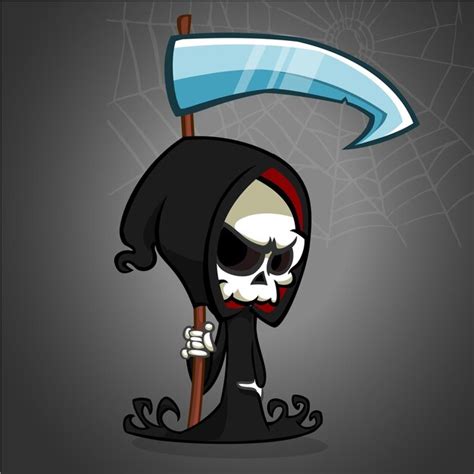 Premium Vector Cute Cartoon Grim Reaper With Scythe Isolated Vector