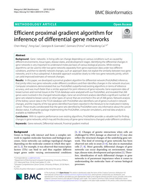 pdf efficient proximal gradient algorithm for inference of differential gene networks