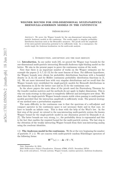 pdf on wegner bounds for one dimensional multi particle bernoulli anderson models in the continuum