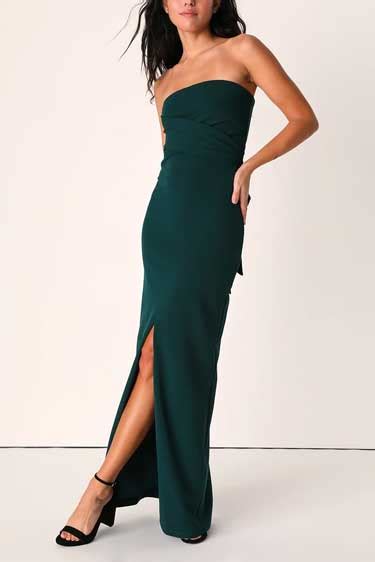 Own The Night Hunter Green Strapless Maxi Dress Best Maxi Dress