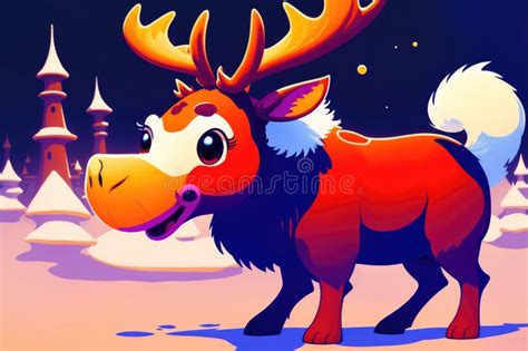 Colorful Magic Moose Cartoon Style Painting Generative Ai Art