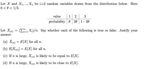 solved let x and x1 … xn be i i d random variables drawn