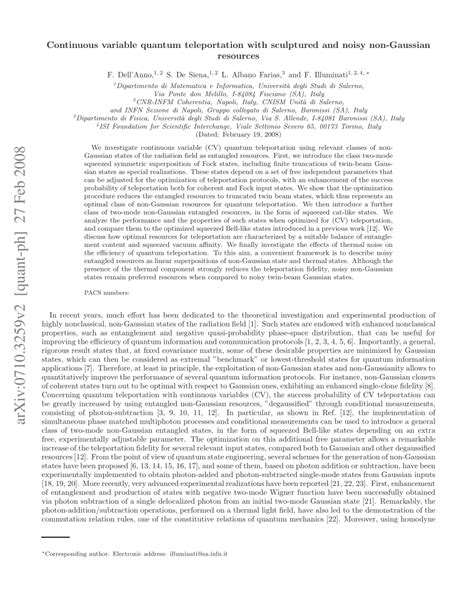 pdf continuous variable quantum teleportation with sculptured and noisy non gaussian resources