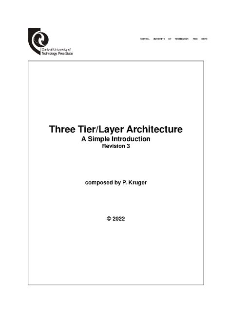 three layer architecture a simple introduction revision 3 central university of technology