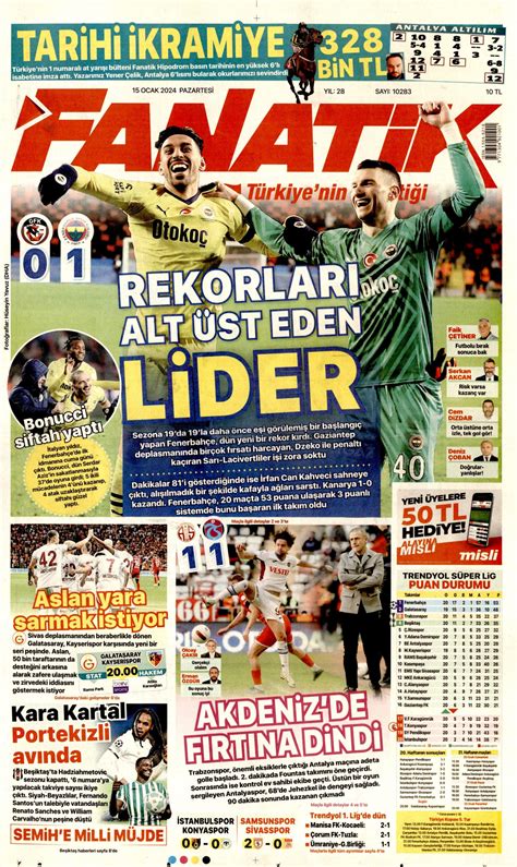 Fanatik Gazetesi Fanatik Manşet Oku Haberler 15 Ocak 2024