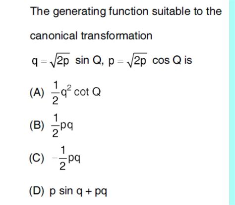 the generating function suitable to the canonical