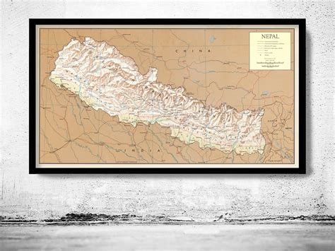 Old Map Of Nepal Vintage Map Vintage Poster Wall Art Print In 2022