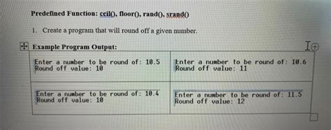 solved predefined function ceil floor rando srando 1
