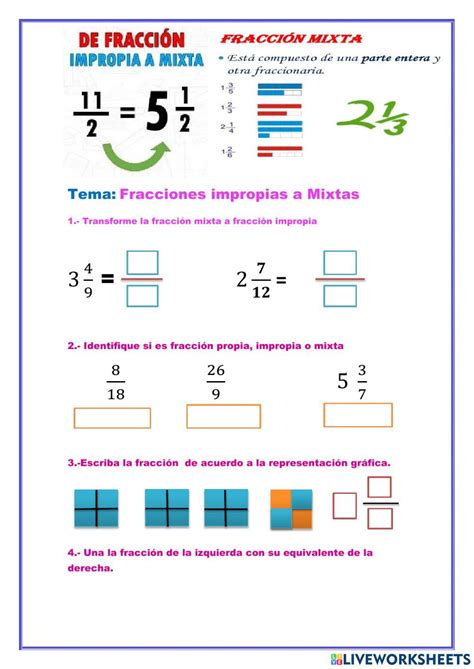 Fracciones Impropias A Mixtas Ejercicios