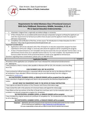 Fillable Online Opi Mt Class 5 Initial Application For Provisional