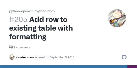 Add Row To Existing Table With Formatting · Issue 205 · Python Openxmlpython Docx · Github