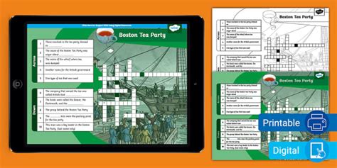 Boston Tea Party Crossword Puzzle For Th Th Grade Twinkl