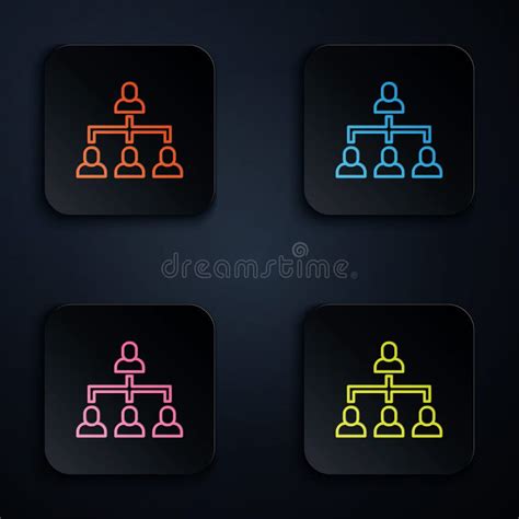 Color Neon Line Business Hierarchy Organogram Chart Infographics Icon