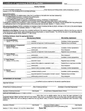 Fillable Online Sos State Co Certificate Of Appointment Oath Of