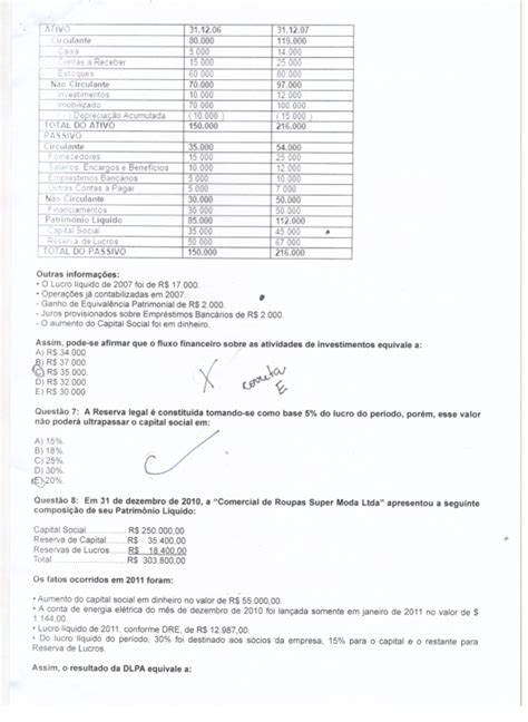 Prova Estrutura Das Demonstra Es Cont Beis Estrutura Das