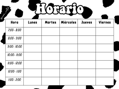 Horario Escolar con diseño de vaquitas super bonito Si quieres el