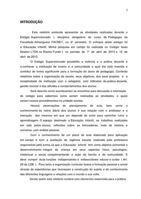 Relatorio De Estagio Educação Infantil RETOEDU