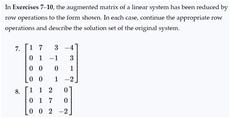 solved in exercises 7 10 the augmented matrix of a linear