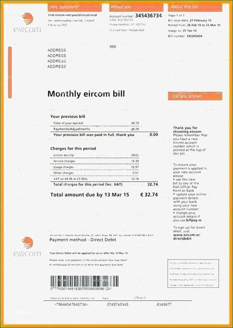 Editable Blank Utility Bill Template