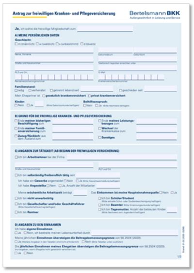Freiwillige Versicherung Bertelsmann BKK Außergewöhnlich in Leistung