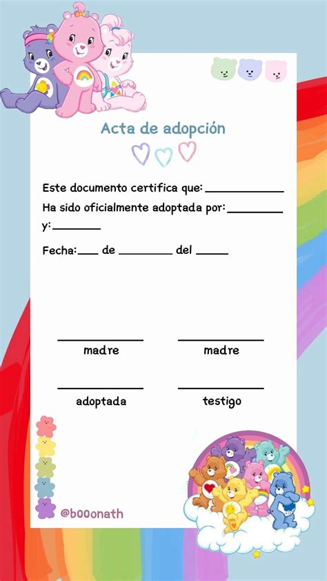 acta de adopción ositos cariñositos Acta de matrimonio Certificado