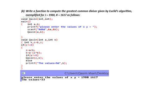 k write a function to compute the greatest common divisor given by euclid s algorithm