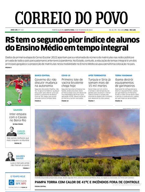 Capa Correio Do Povo Segunda 2 De Janeiro De 2023