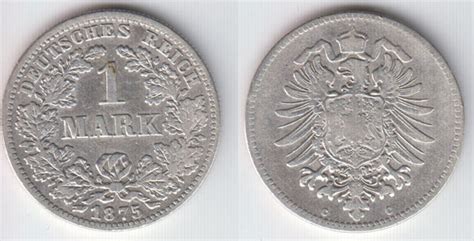 Kaiserreich Kursmünze 1 Mark 1875 C 900er Silber Erhaltung siehe