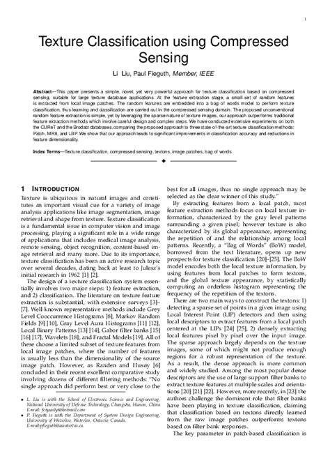 pdf texture classification using compressed sensing paul fieguth