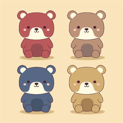 Premium Vector Vector Cute Cartoon Colorful Teddy Bear Toys Anime