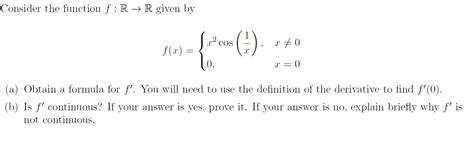 solved consider the function f r rightarrow r given by