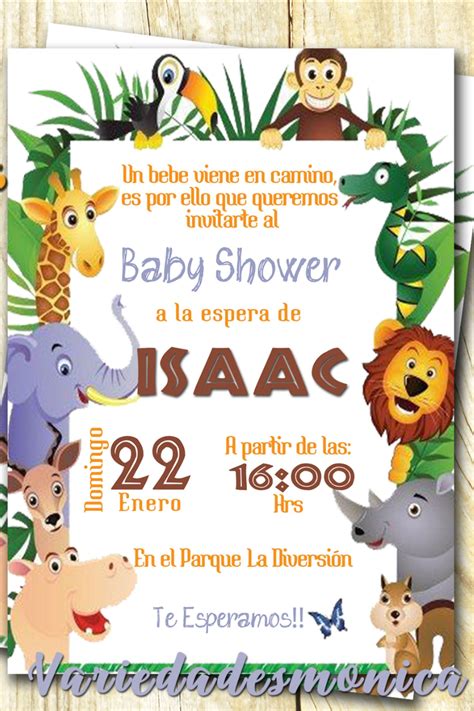 Invitación Baby Shower Safari Animales Tarjeta digital personalizada