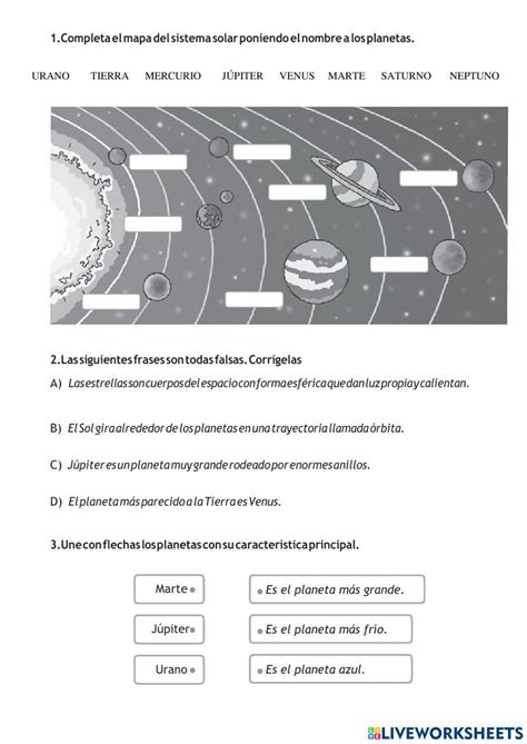 El sistema solar online exercise for 3º o 4º de Primaria Sistema