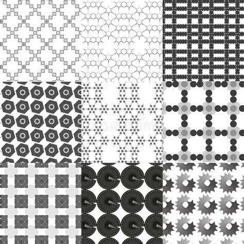 Reeks Van 20 Zwart Wit Eenvoudig Naadloze Patronen Vector Illustratie
