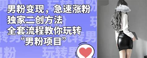 最新男粉变现揭秘急速涨粉独家二创方法全套流程教你玩转男粉项目实现稳定收入 燕子项目网