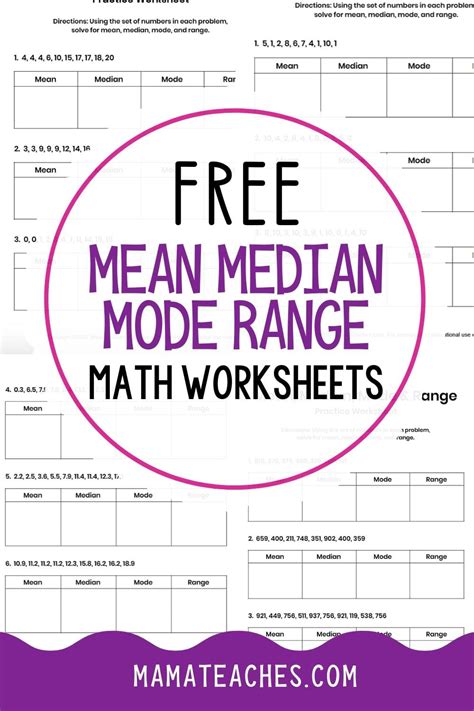 Mean Mode Median And Range Worksheets