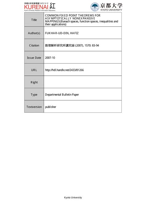 pdf common fixed point theorems for asymptotically nonexpansive mappings banach spaces