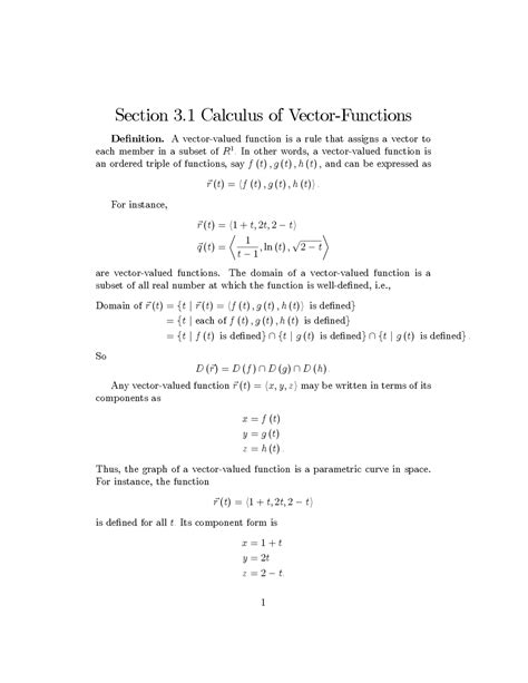 calculus vector functions docsity