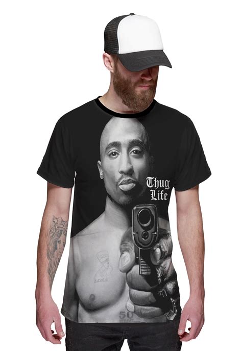 Camiseta Tupac Shakur Gangster Thug Life Hip Hop 2Pac Di Nuevo Roupas