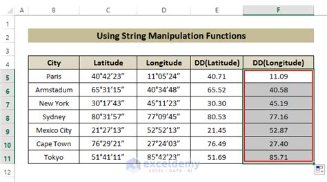 convert latitude and longitude to decimal degrees in excel 2 methods