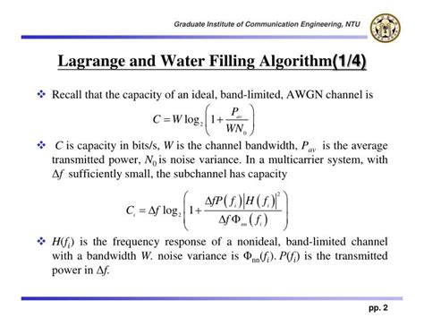 ppt lagrange and water filling algorithm powerpoint presentation id 2555406
