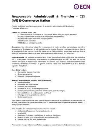 Responsable Administratif Financier CDI E Commerce Nation PDF