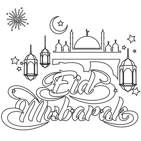 Dibujos De Eid Mubarak Imprimible Para Colorear Para Colorear Pintar E