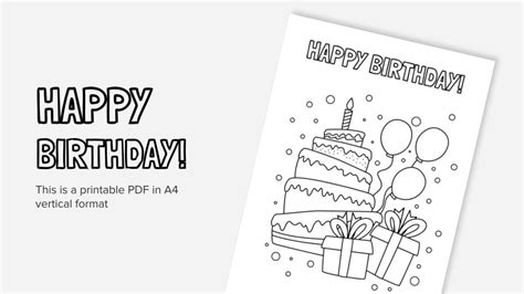 Happy Birthday Card Black And White Printable